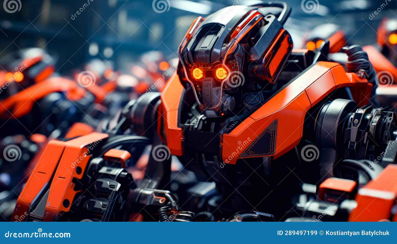 Close Up of Robot with Red Light on it& X27;s Face. Generative AI Stock ...