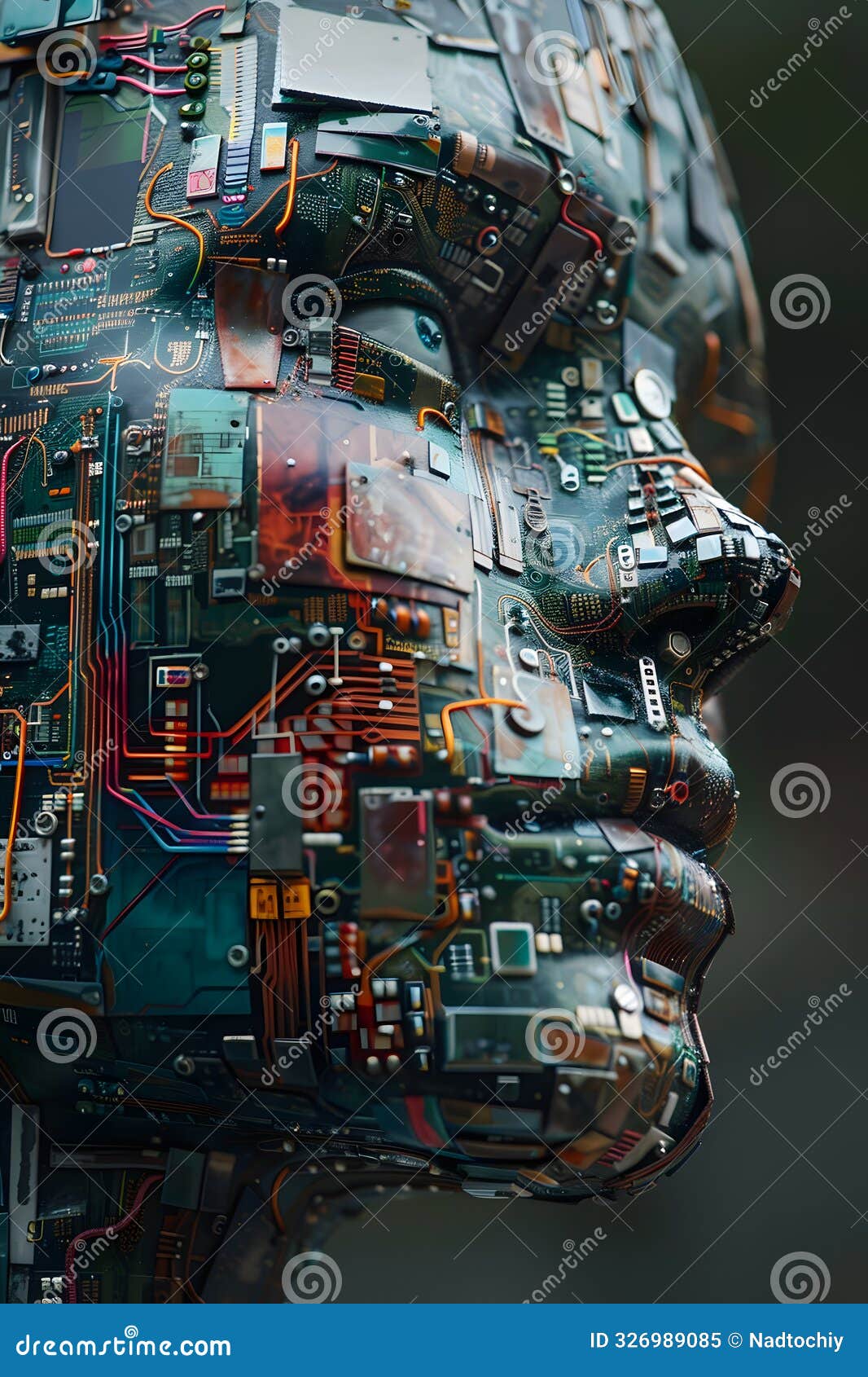 A Close Up of a Robot S Face Made of Electronic Components Stock Image ...