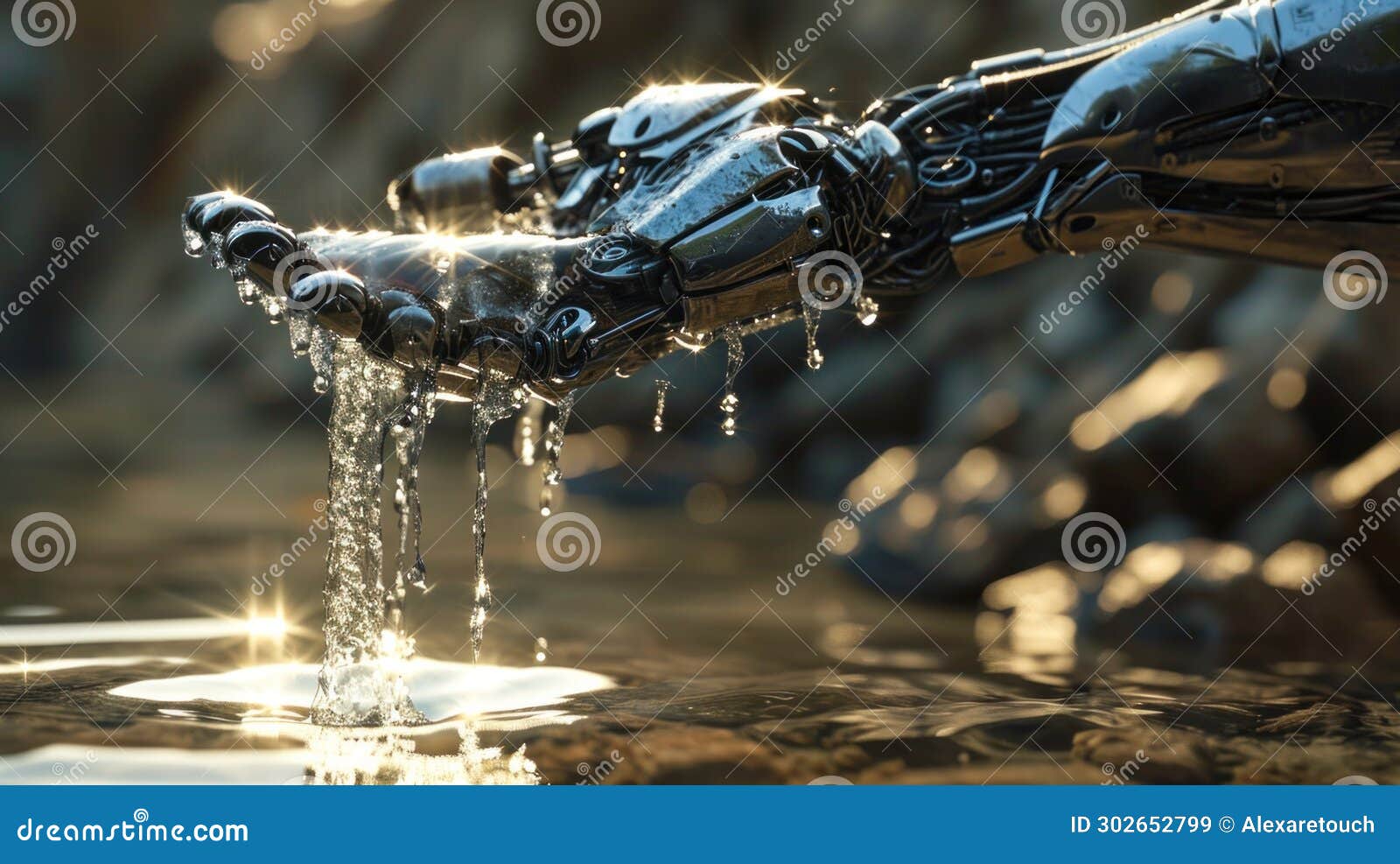 Close-up of a Robot S Hand Scooping Water into Its Palm Stock Image ...