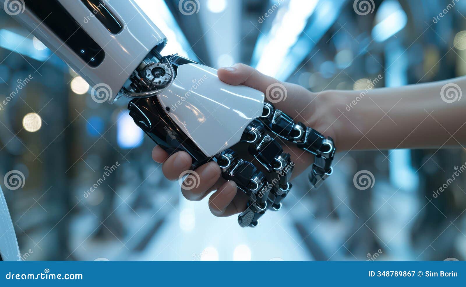 A Close-up of a Robot S Hand Shaking Hands with a Human, Symbolizing ...