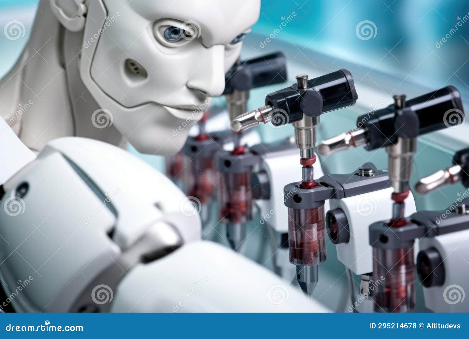 Close-up of Robotic Arm Closing Botox Syringe Caps Stock Photo - Image ...