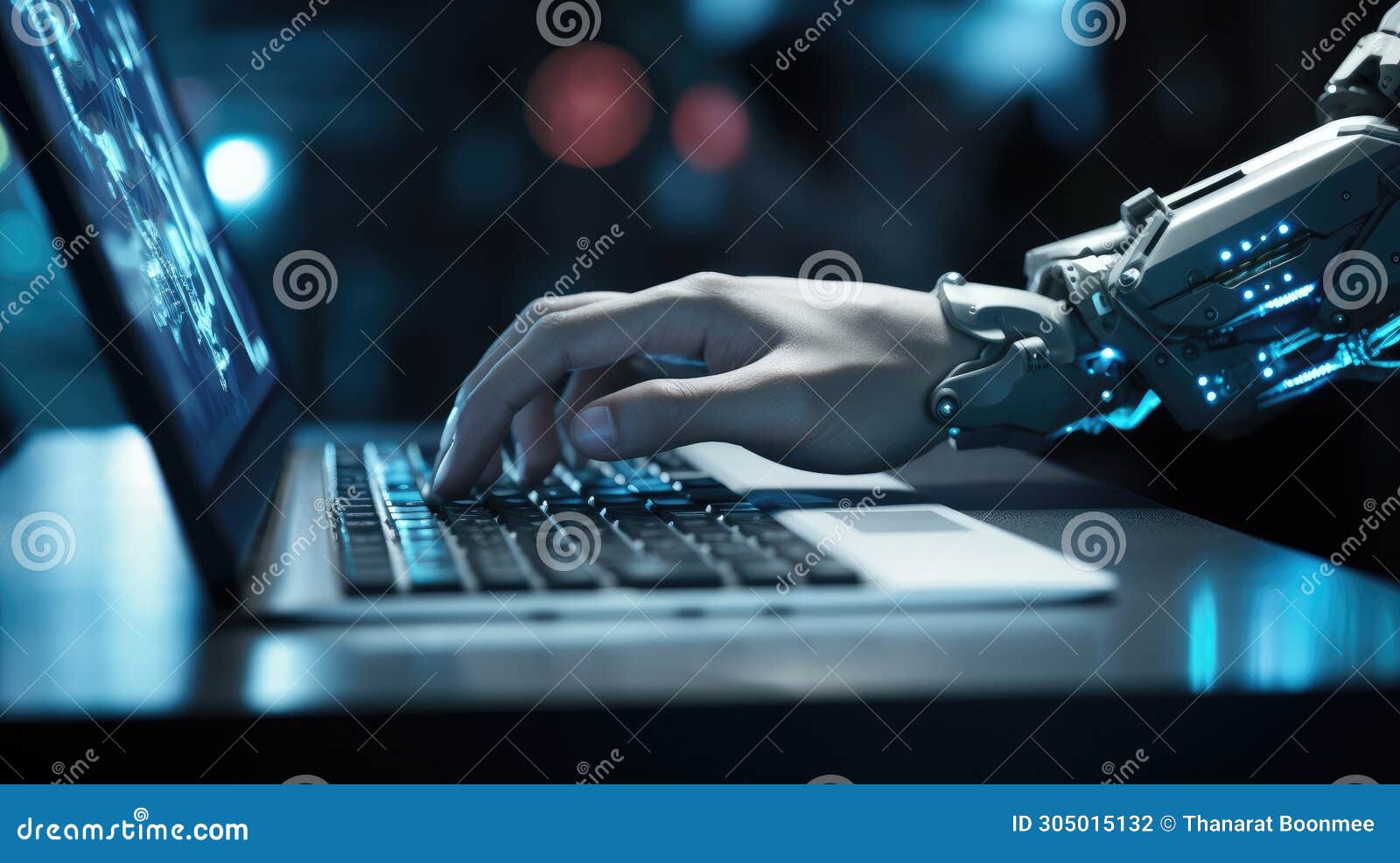 Close-up of a Robotic Arm Pressing a Key on a Laptop Computer, Ai ...