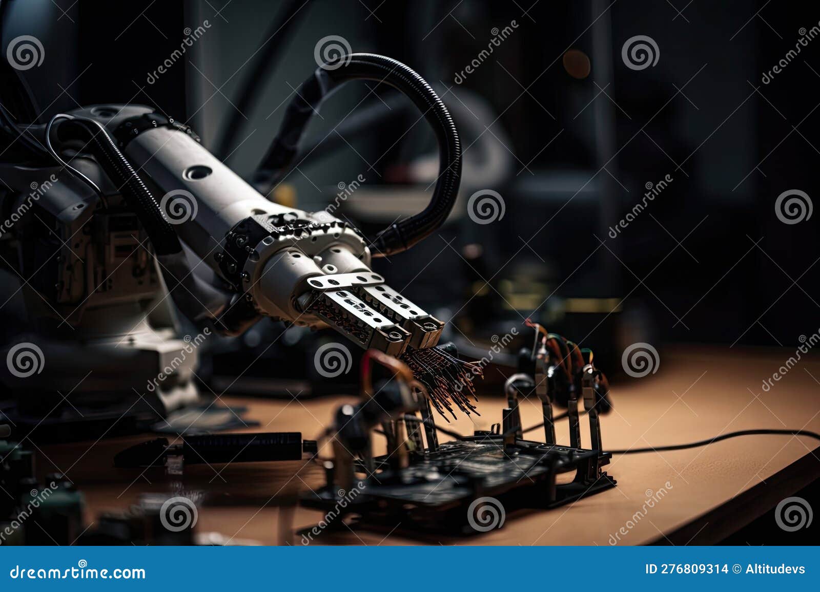 Close-up of Robotic Arm with Tools and Wires Stock Photo - Image of ...