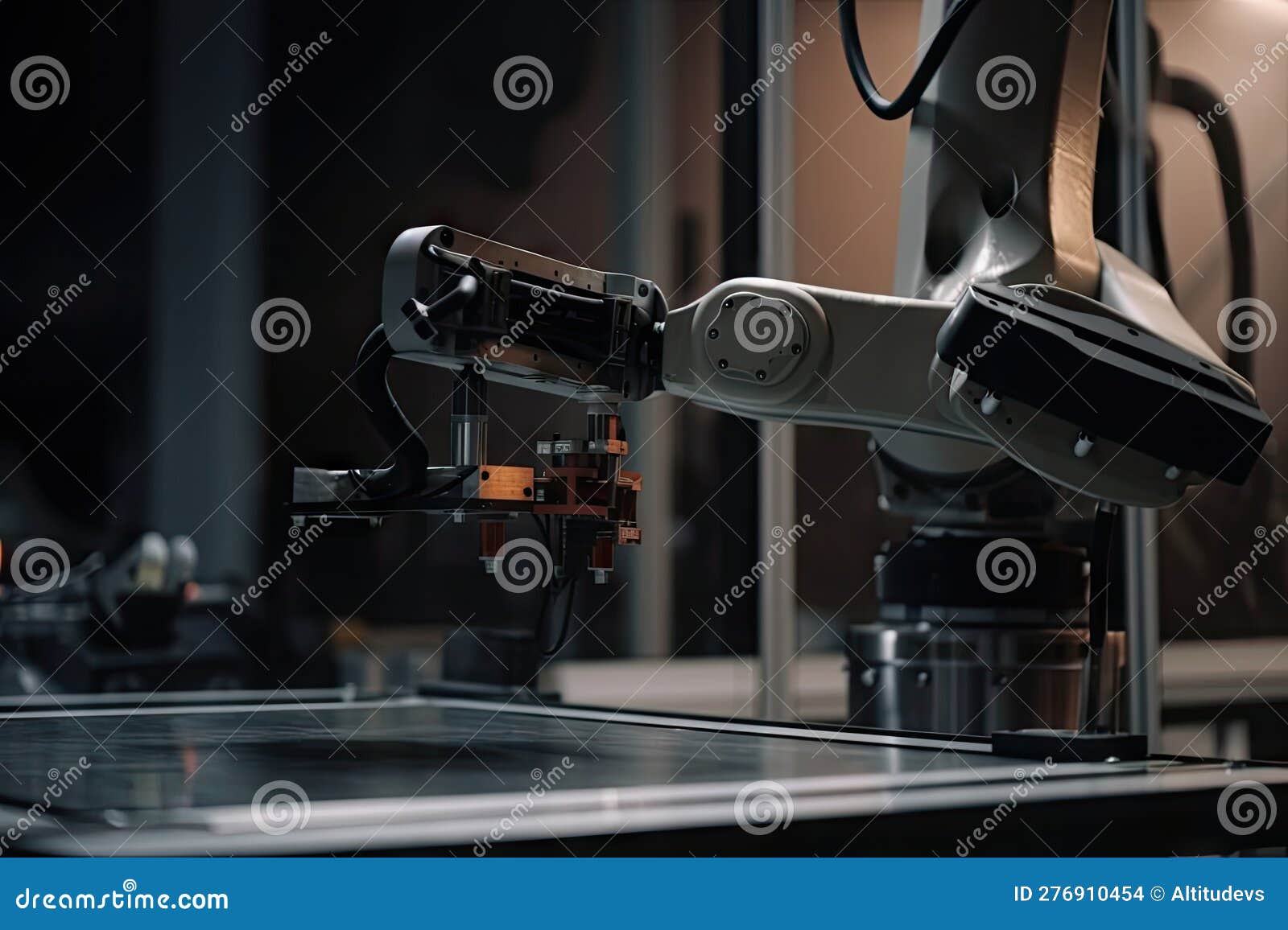Close-up of Robotic Arm with Tools and Wires Stock Illustration ...