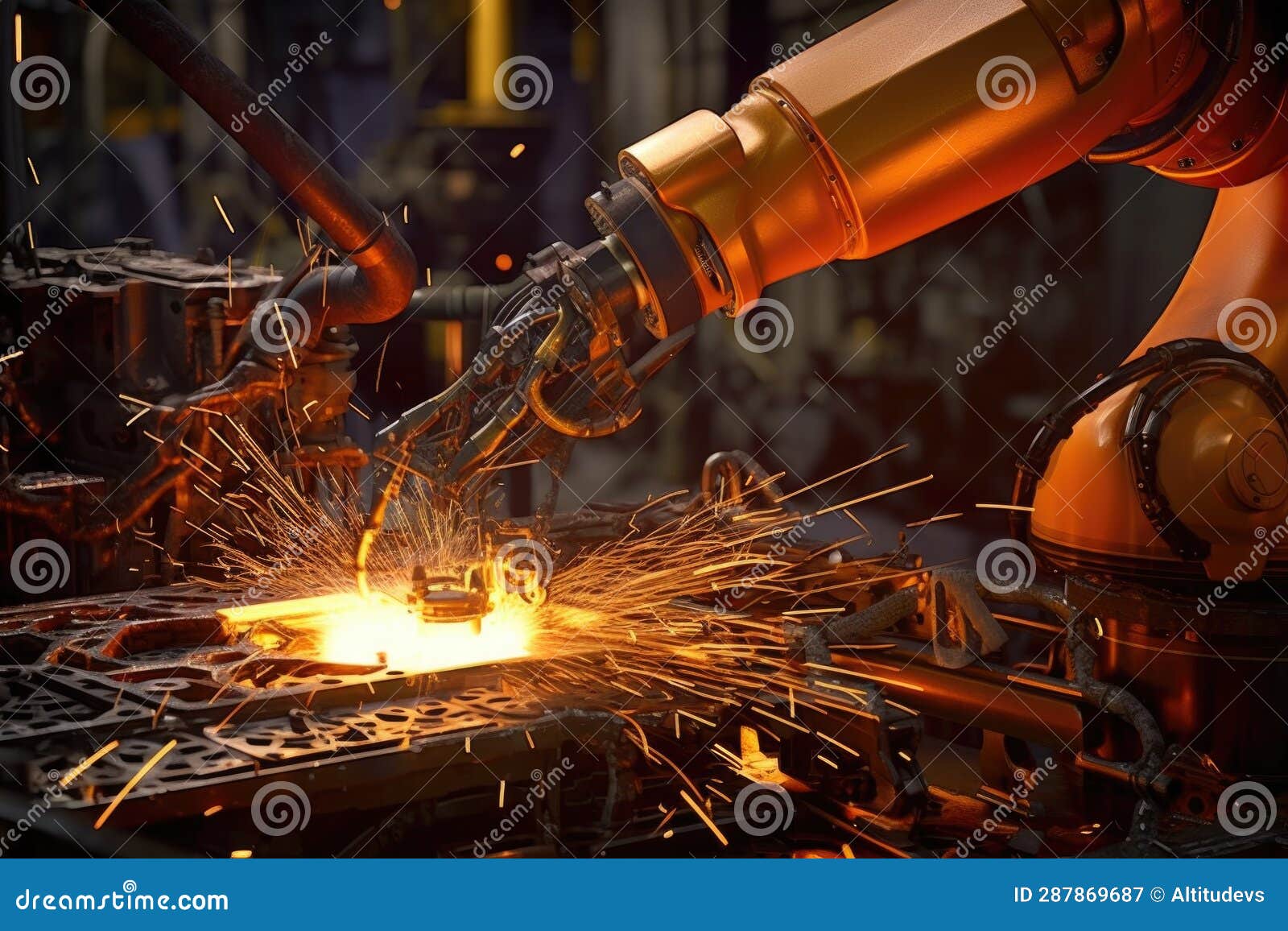 Close-up of Robotic Arm Welding Car Chassis Stock Image - Image of ...