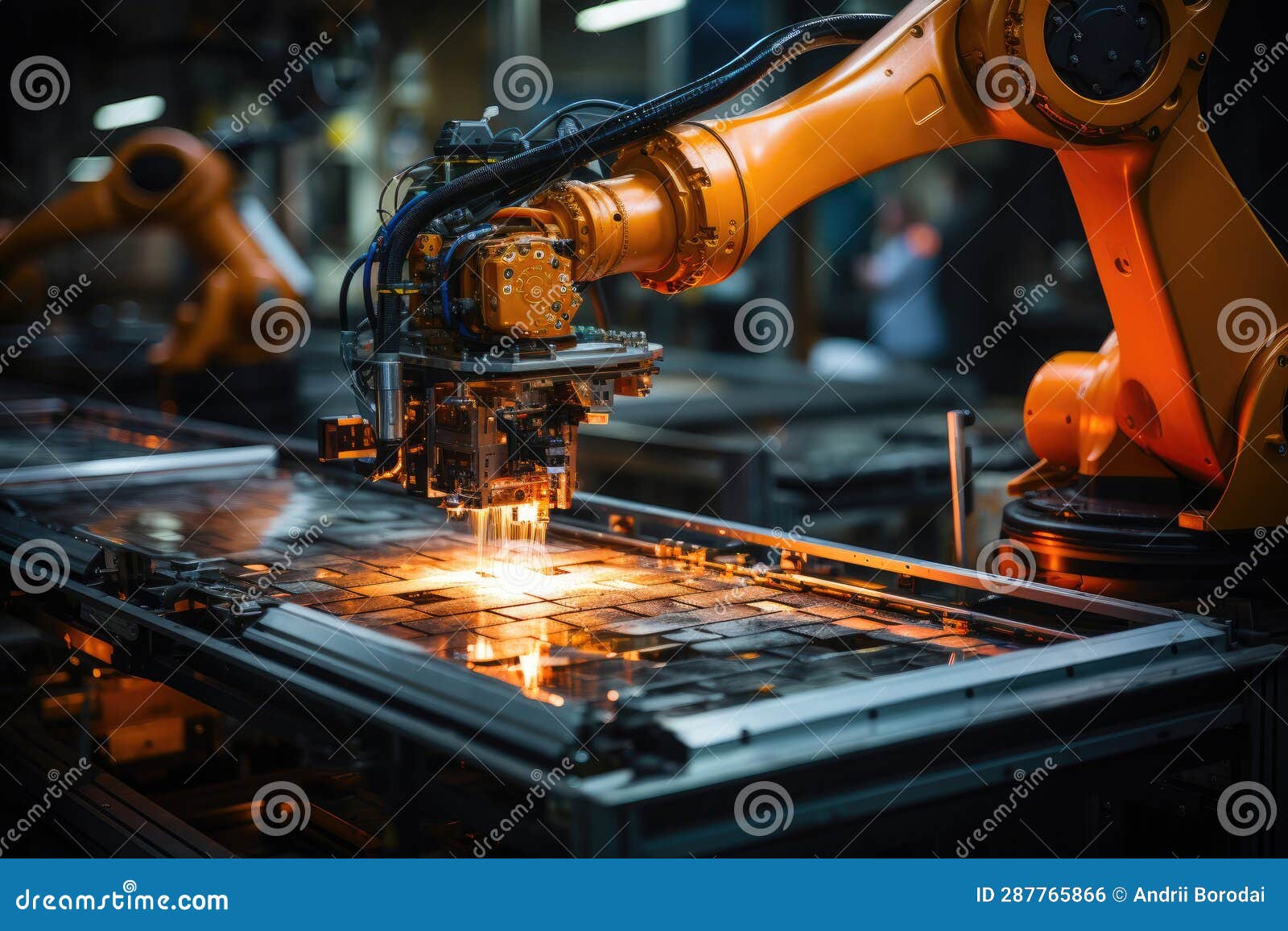A Close-Up of a Robotic Arm at Work. Stock Illustration - Illustration ...