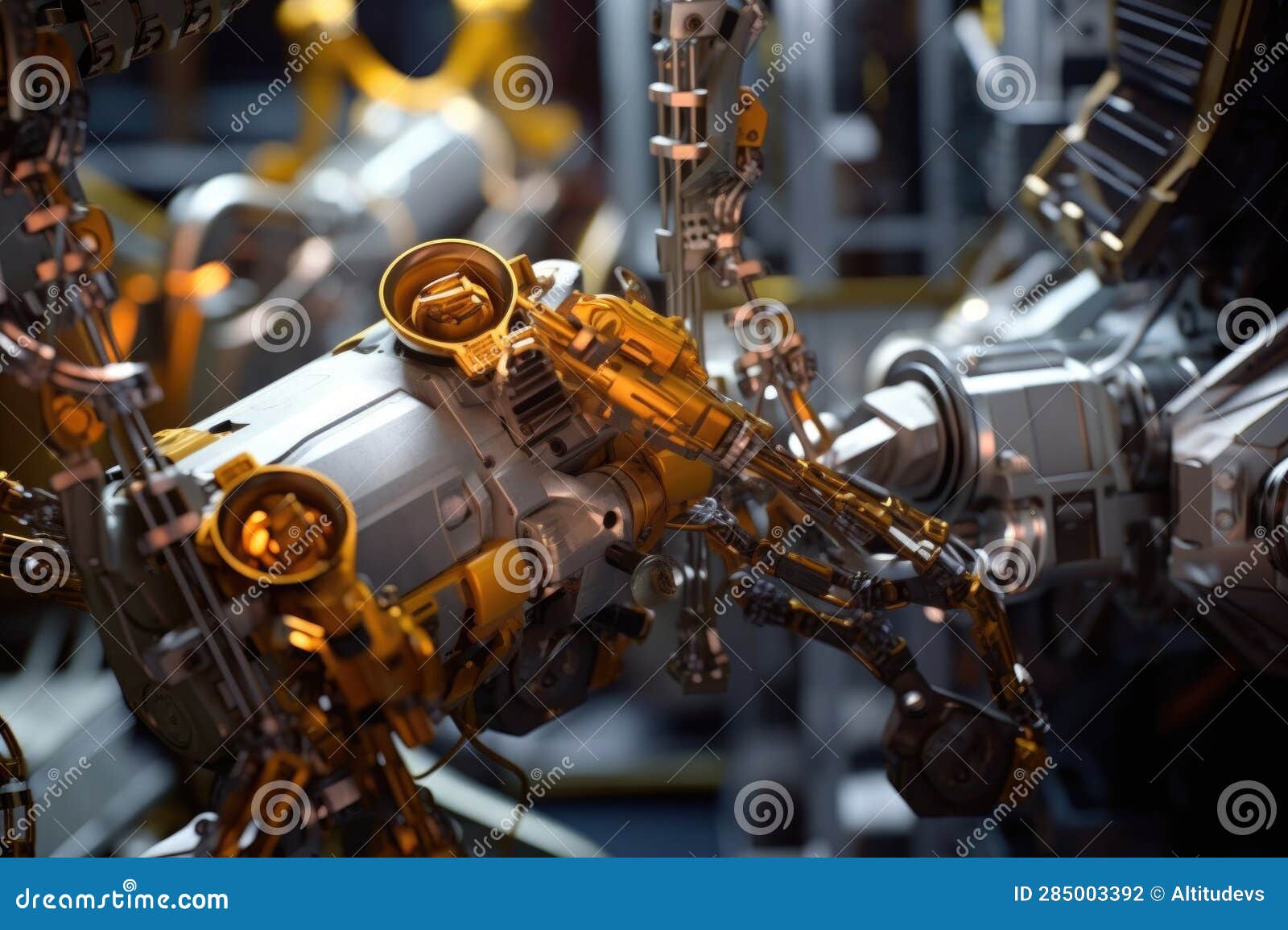 Close-up of Robotic Arms Assembling Spacecraft Components Stock ...