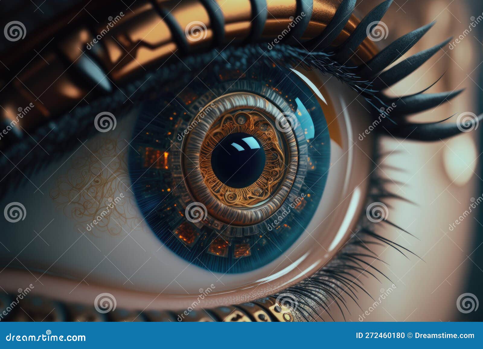 Close Up of a Robotic Cyber Eye Made with Generative AI. Stock ...