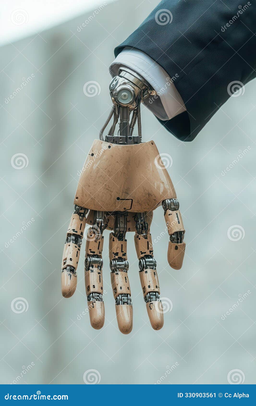A Close-up of a Robotic Hand in a Business Suit, Symbolizing the ...