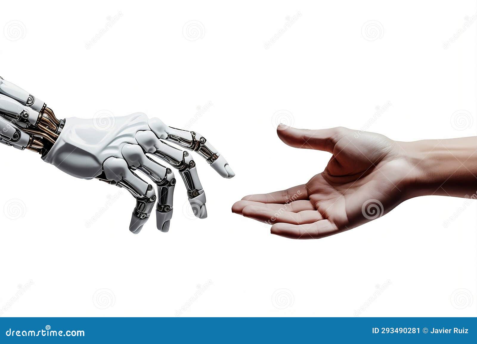 Close-up of a Robotic Hand and a Human Hand, about To Shake Hands with ...