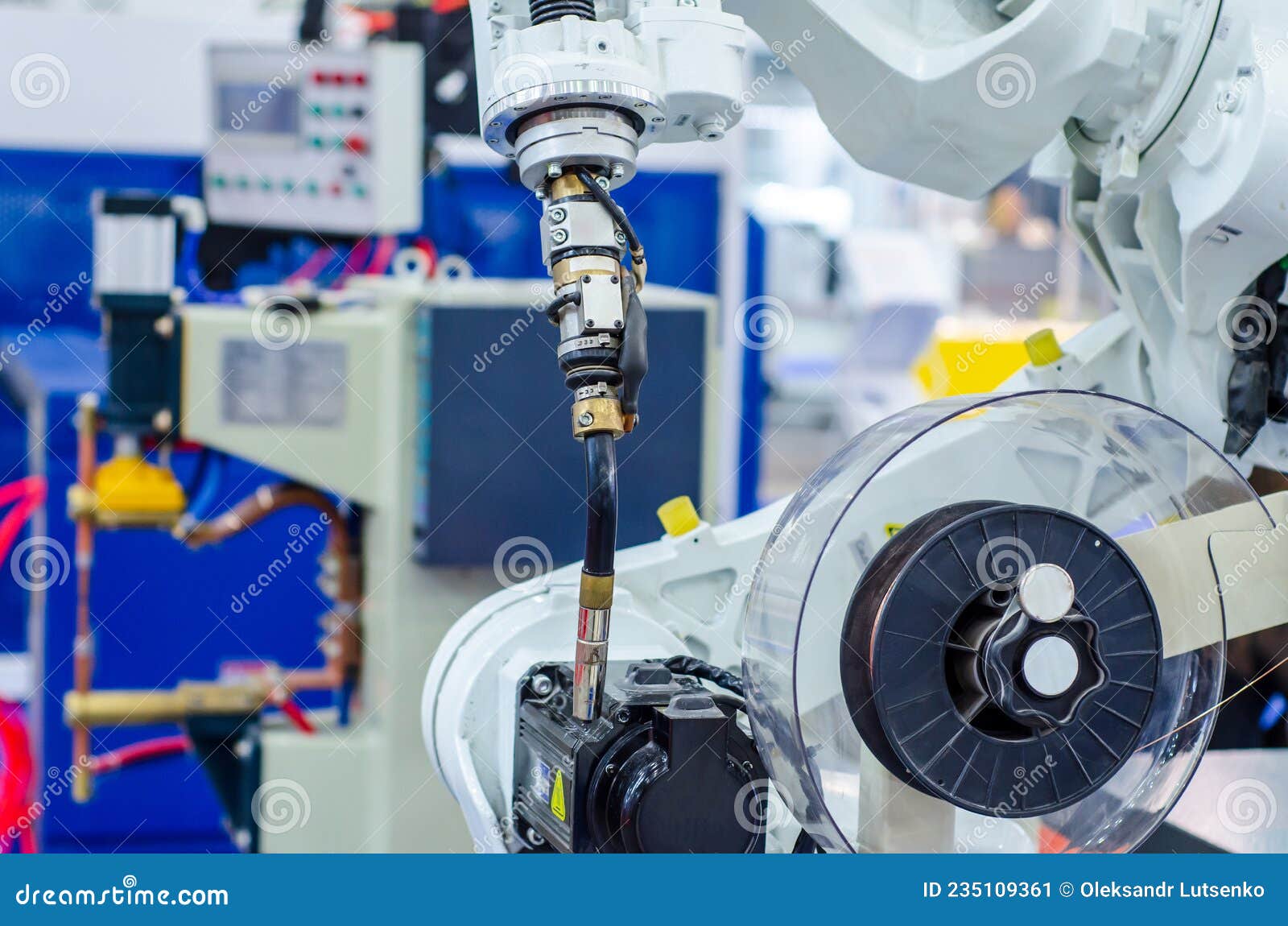 The Robotic Welding The Square Tube In The Light Blue Scene With The ...