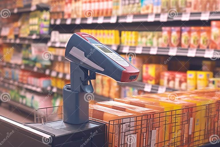 Close-up of Robots Hand Scanning Barcodes at Checkout Stock Image ...
