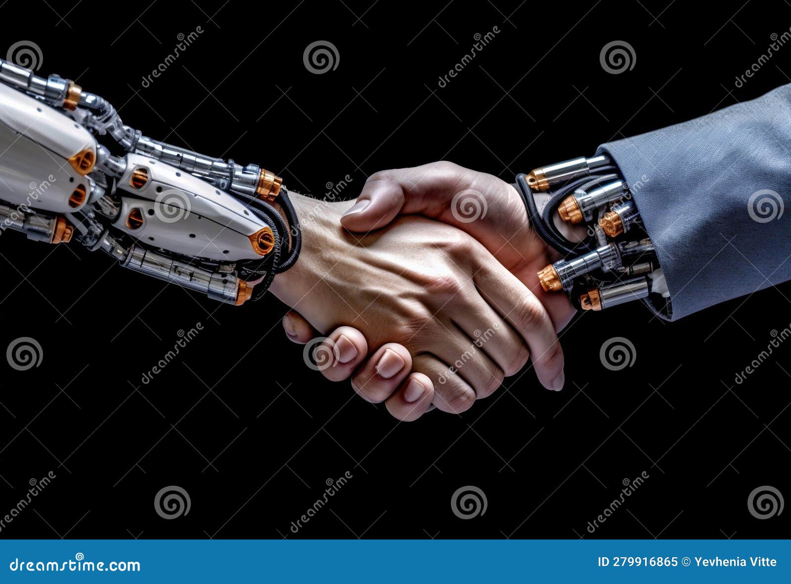 Close Up of Robots Handshake. Generative AI Stock Illustration ...