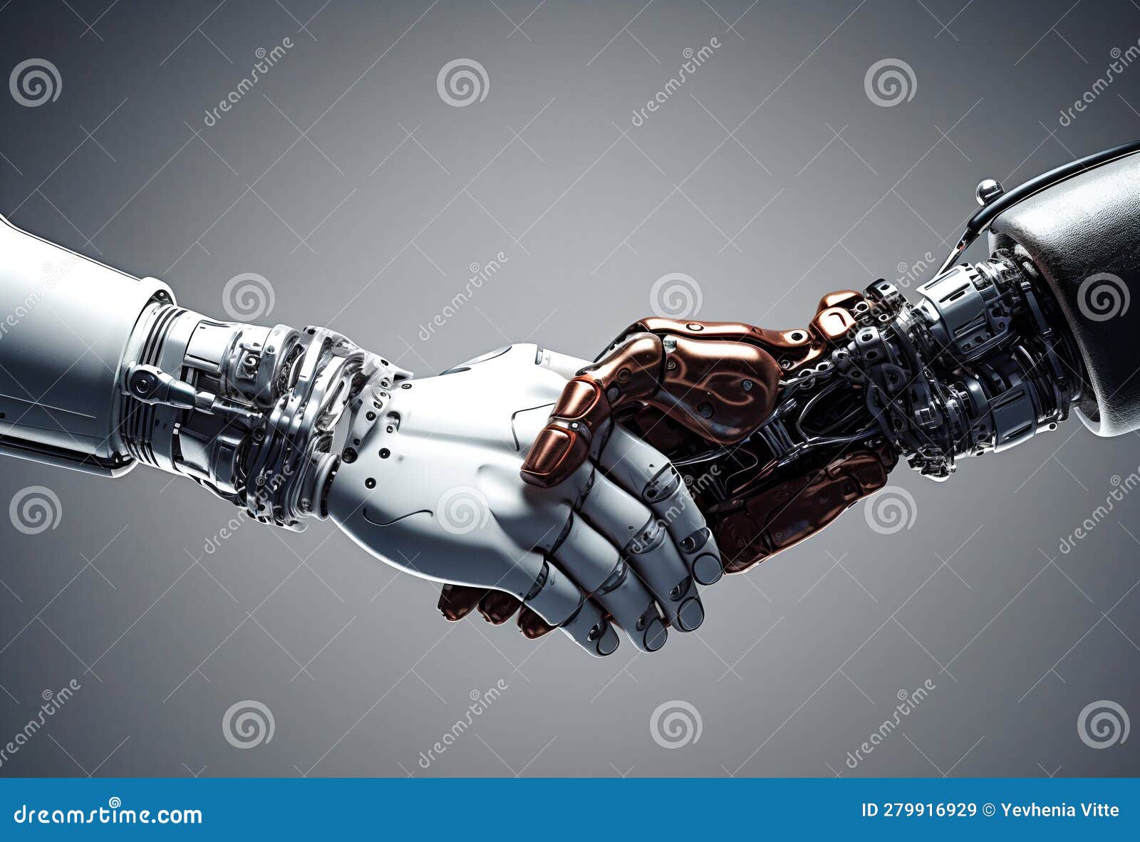 Close Up of Robots Handshake. Generative AI Stock Illustration ...