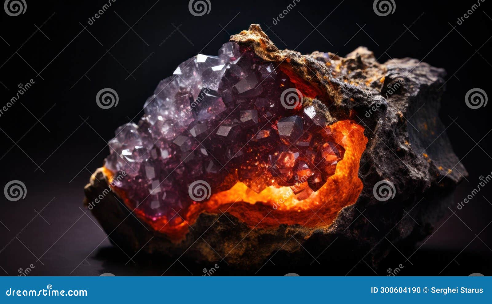 A Close Up of a Rock with Crystals on it, AI Stock Illustration ...