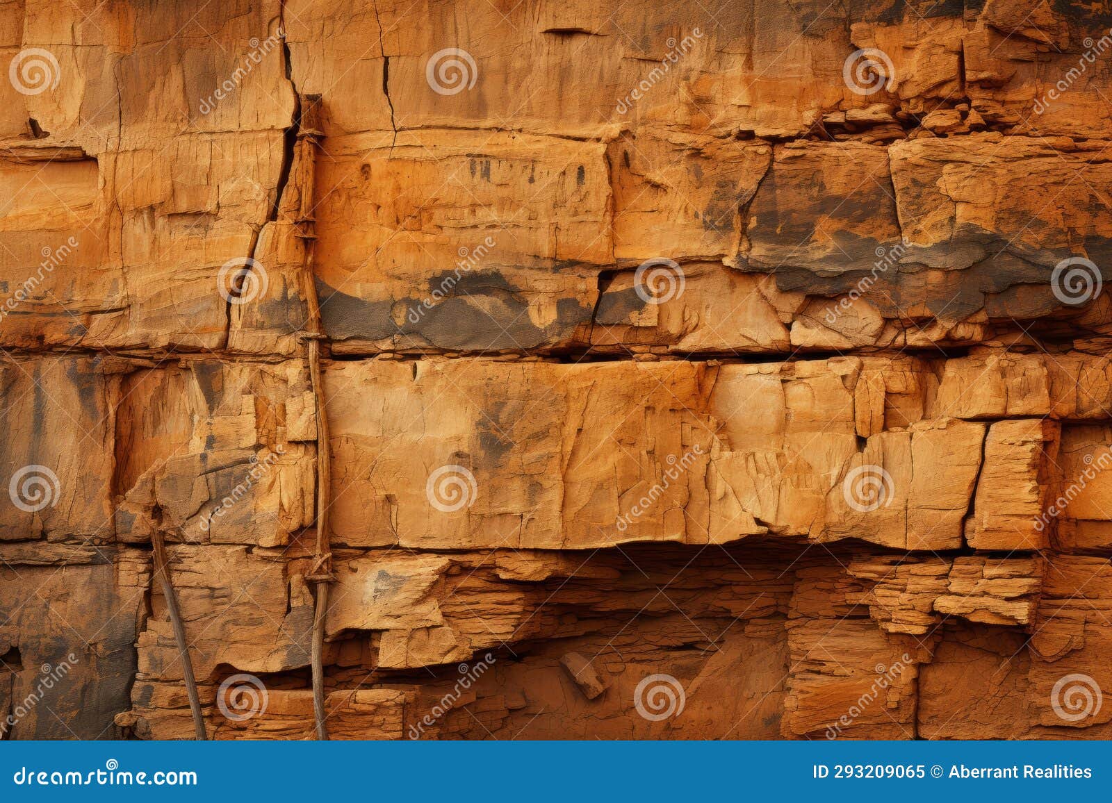 A Close Up of a Rock Wall with Cracks in it Stock Illustration ...