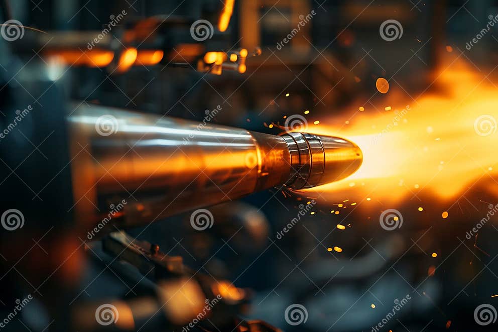 Closeup of a Rocket Engine Nozzle during a Test Firing Capturing the ...