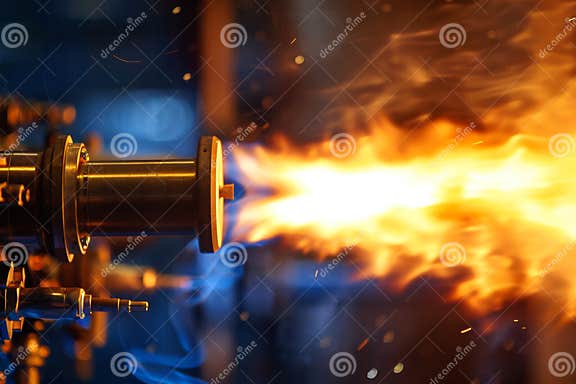 Closeup of a Rocket Engine Nozzle during a Test Firing Capturing the ...