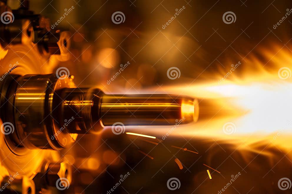 Closeup of a Rocket Engine Nozzle during a Test Firing Capturing the ...