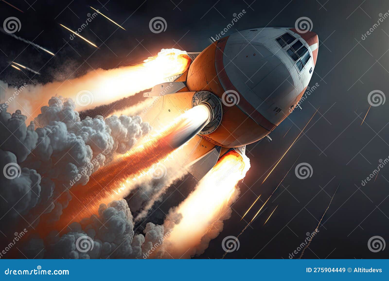 Close-up of Rocket Start, with Flames and Smoke Billowing Stock ...
