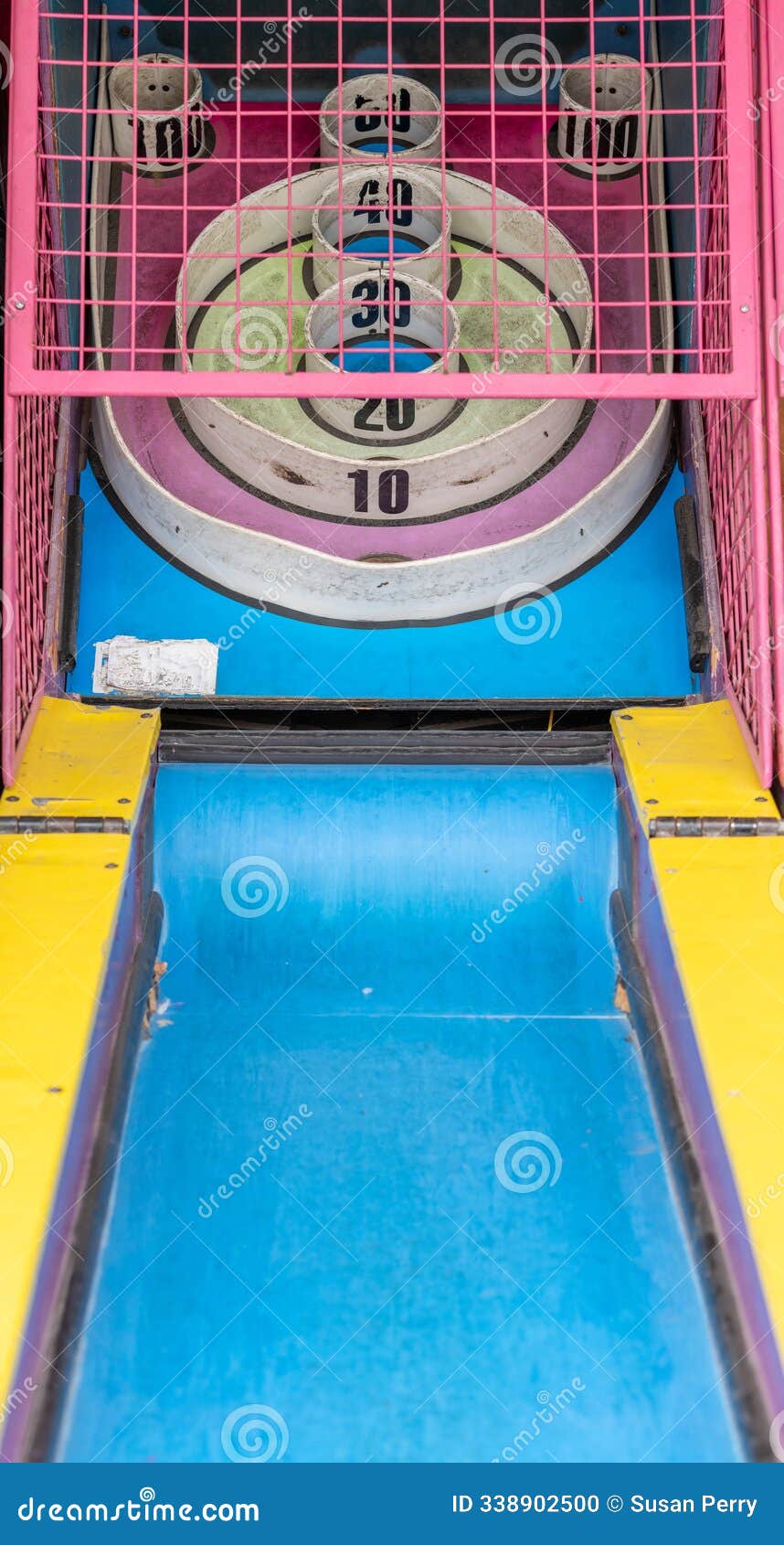 Close Up of Roll the Ball in the Point Holes at Arcade Stock Photo ...
