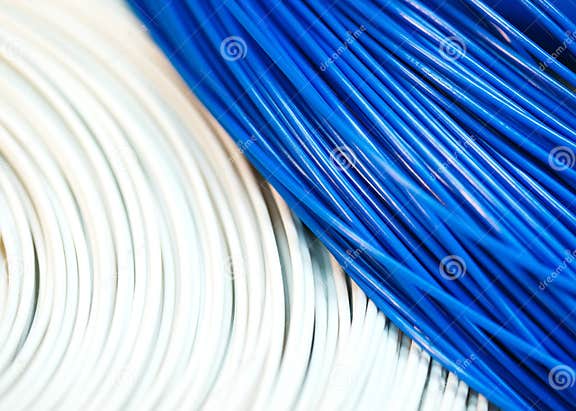 Close Up a Roll of White and Blue Cable As a Background Stock Image ...