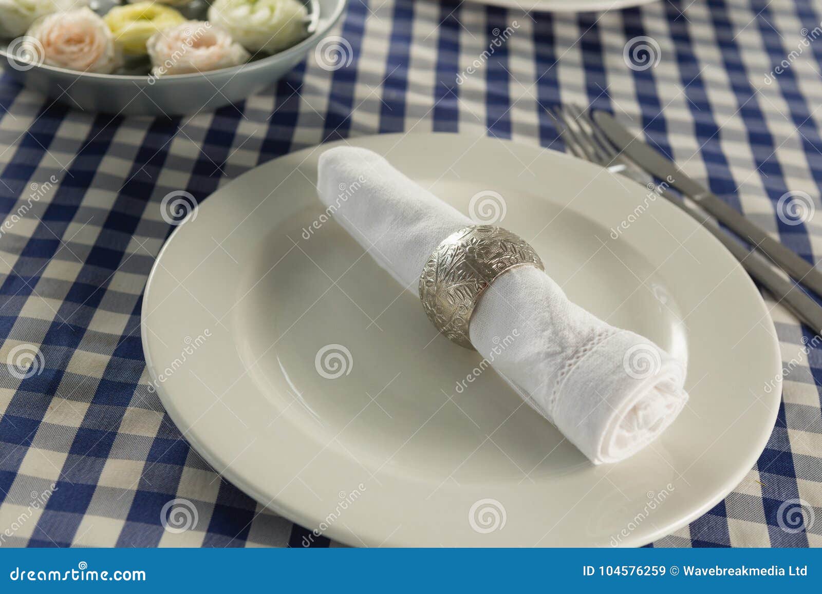 Rolled Up Napkin Arranged on Plate Stock Image - Image of decoration ...