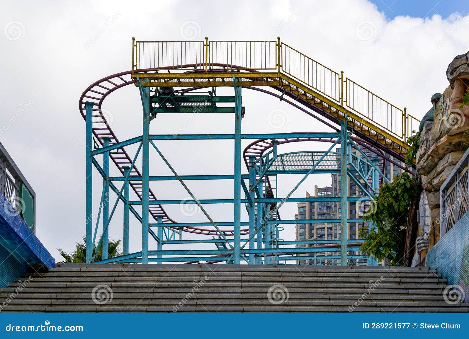 Close-up of Roller Coaster Track in an Amusement Park Editorial ...