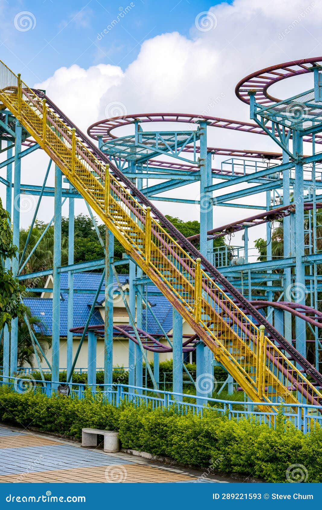 Close-up of Roller Coaster Track in an Amusement Park Stock Image ...