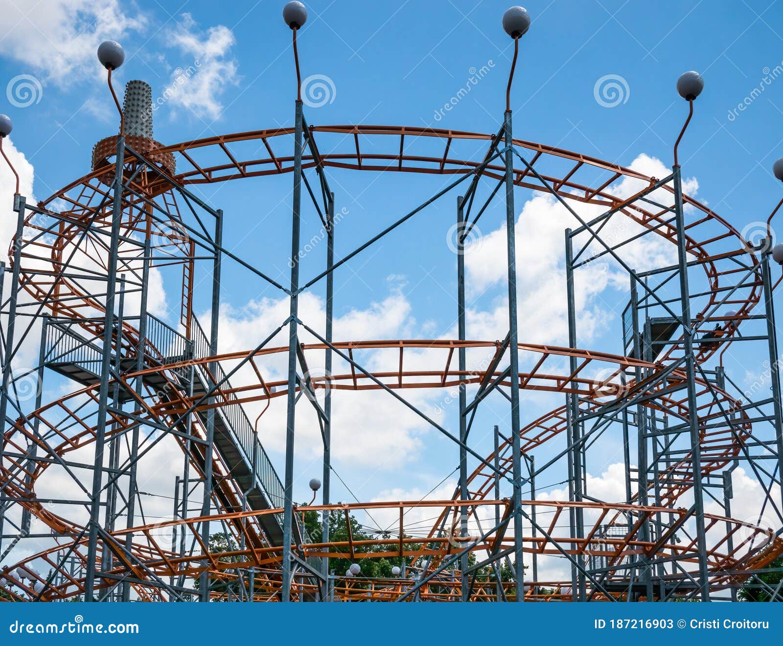 Close Up with a Roller Coaster in an Amusement Park Stock Image - Image ...