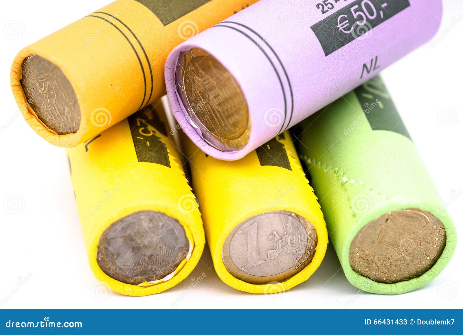 Close up of rolls of coins stock image. Image of metal - 66431433