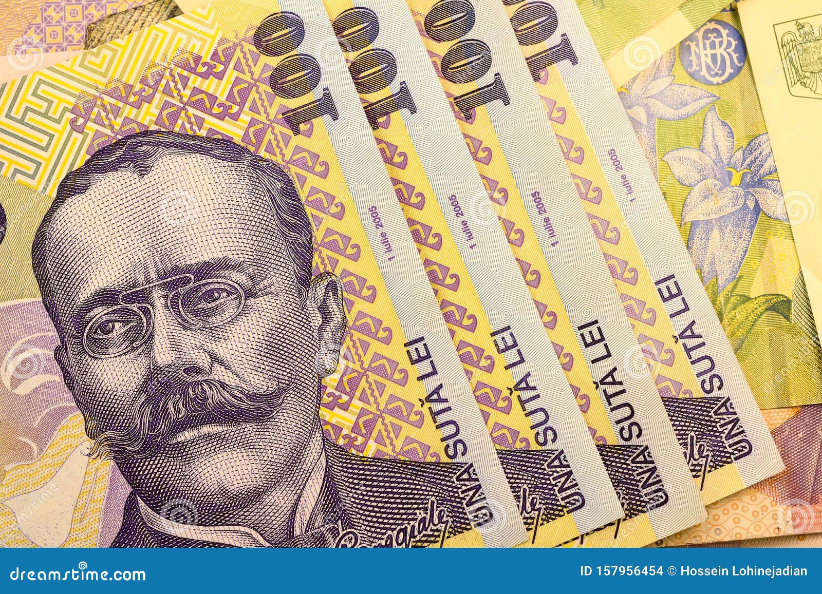 Close Up Romanian Currency Note, LEI or LEU, Romania Stock Photo ...