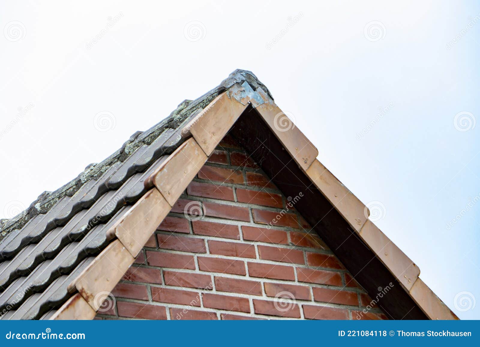 Close Up of a Rooftop an a Brick Wall Stock Photo - Image of facade ...