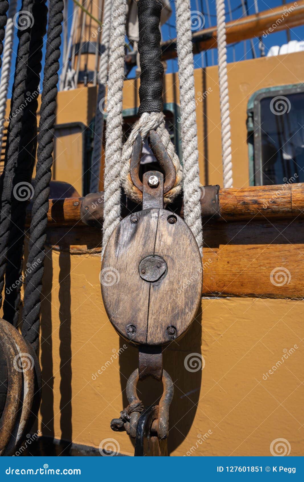 Old Ship Rigging - Rope and Block Stock Image - Image of vintage ...
