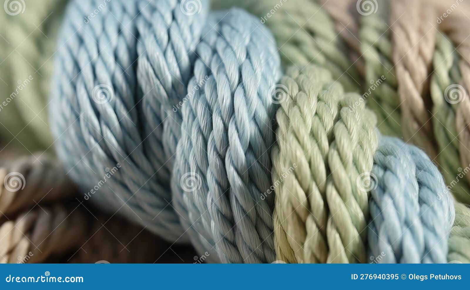 A Close Up of a Rope with a Blue and Green Color Scheme on it and a ...