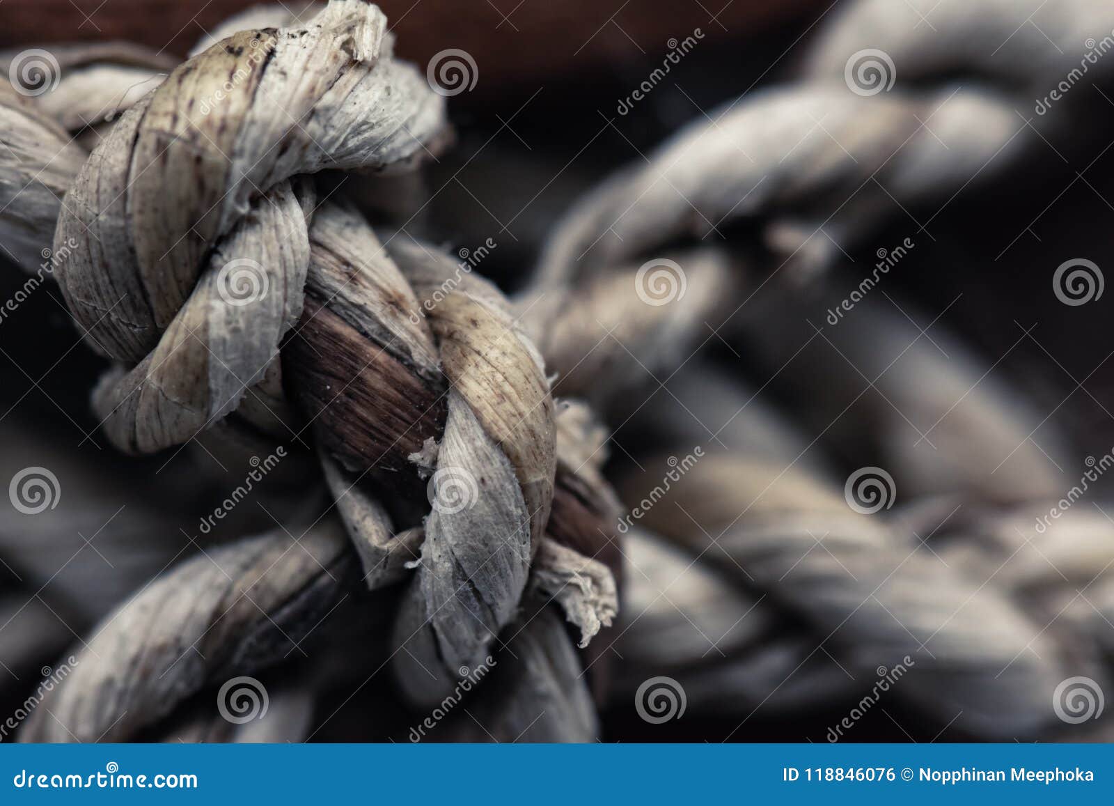 Close-up Rope Knots Vintage Rope on Dark Background Stock Photo - Image ...