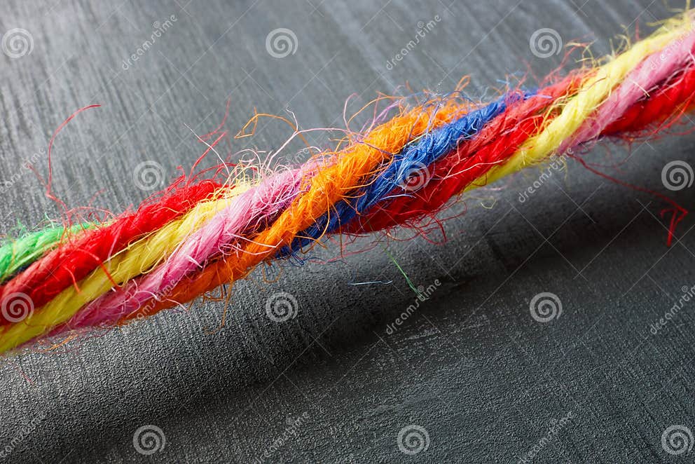 Close-up of a Rope Made of Colored Threads As a Symbol of Unity and ...