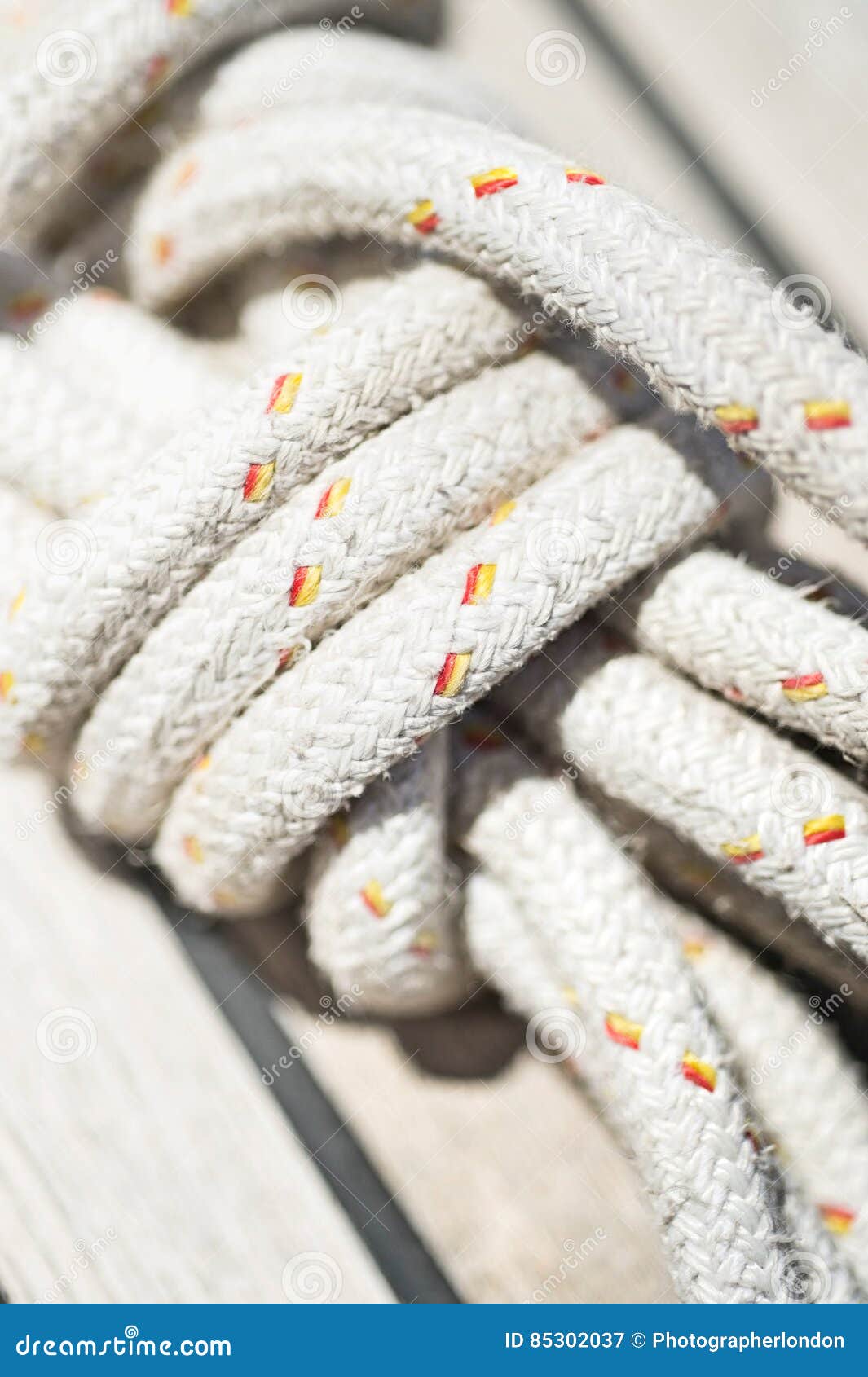 Close-up of rope on yacht stock image. Image of rope - 85302037