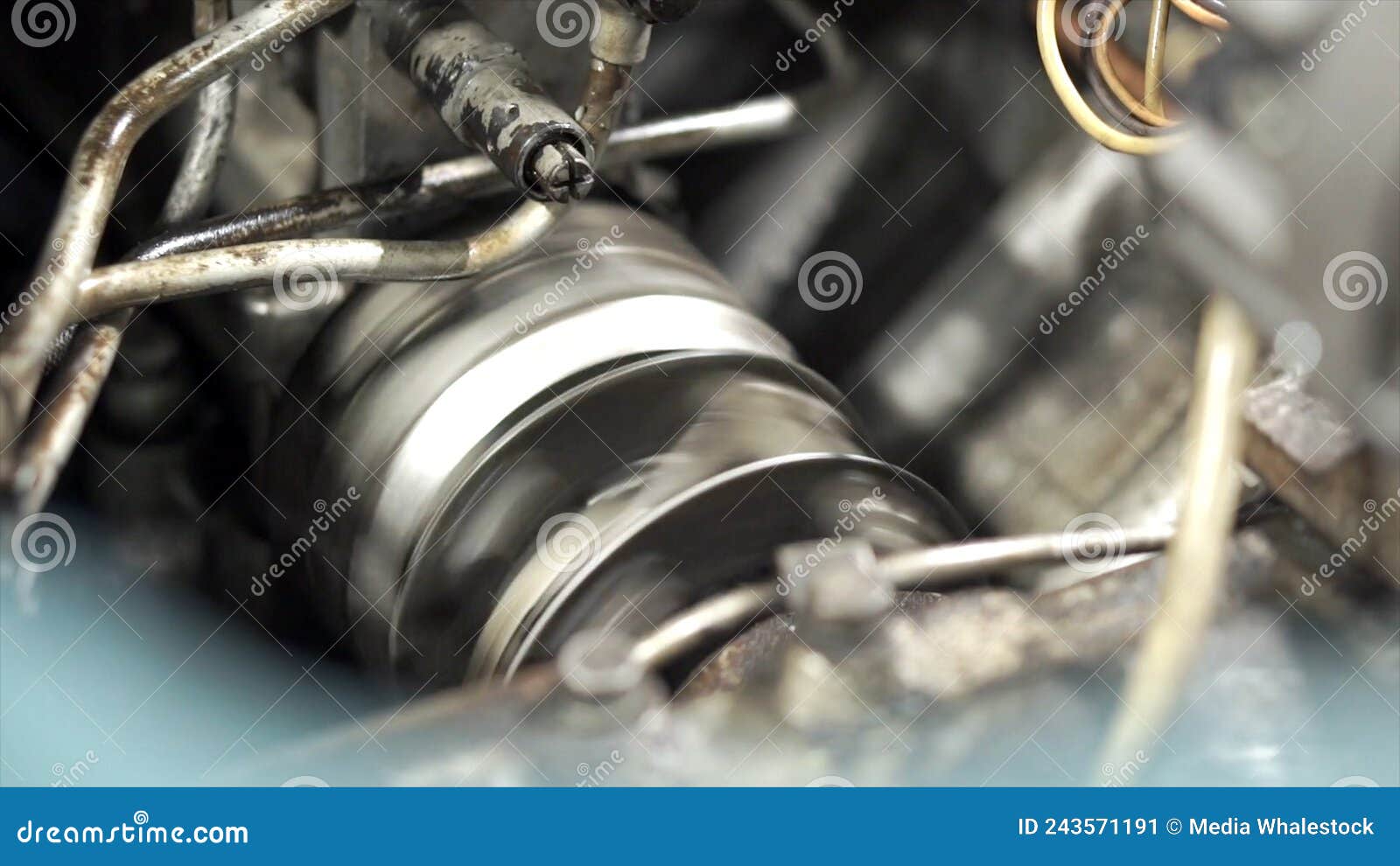 Close-up of Rotating Part of Generator. Clip. Cylindrical Part of ...
