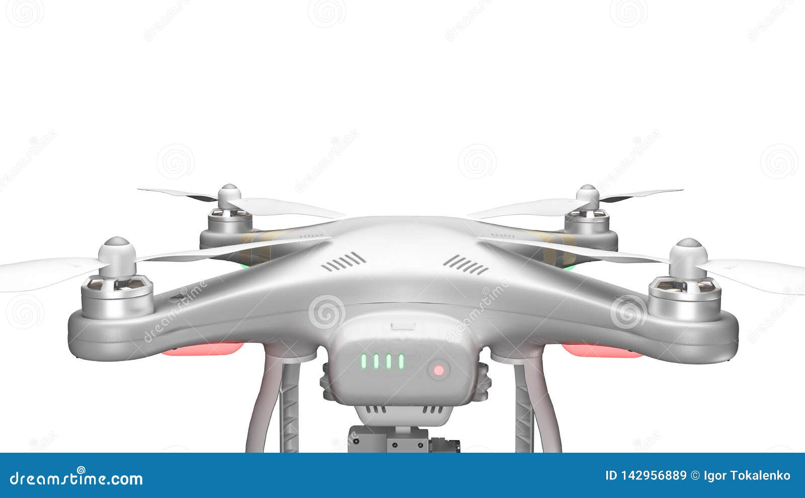 Close Up of Rotor Drone 3d Render on White Background Stock ...