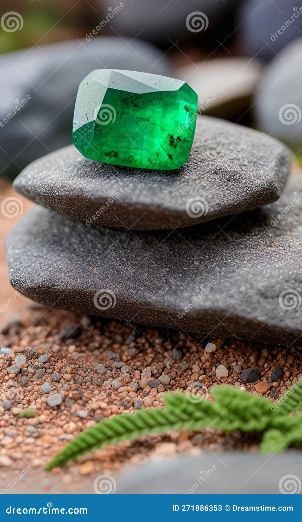 Close Up on Rough Emerald Stone with Visible Inclusions Stock ...