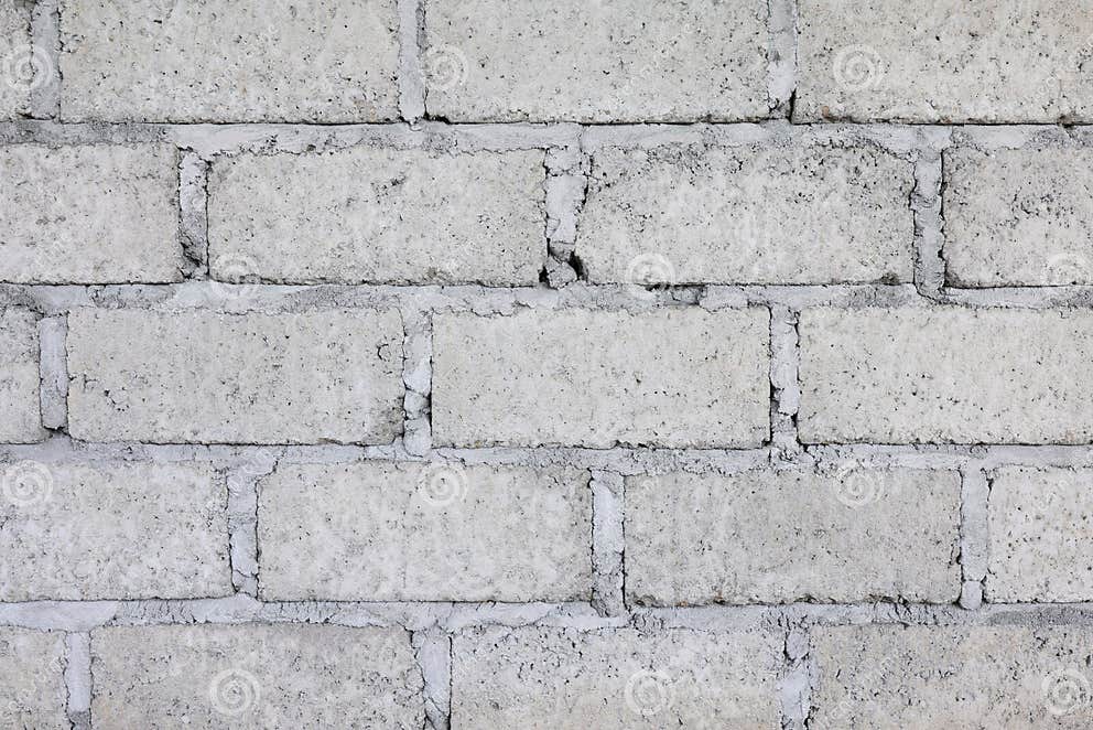 Close-up of Rough Light Grey Brick Wall Background for Design with Copy ...