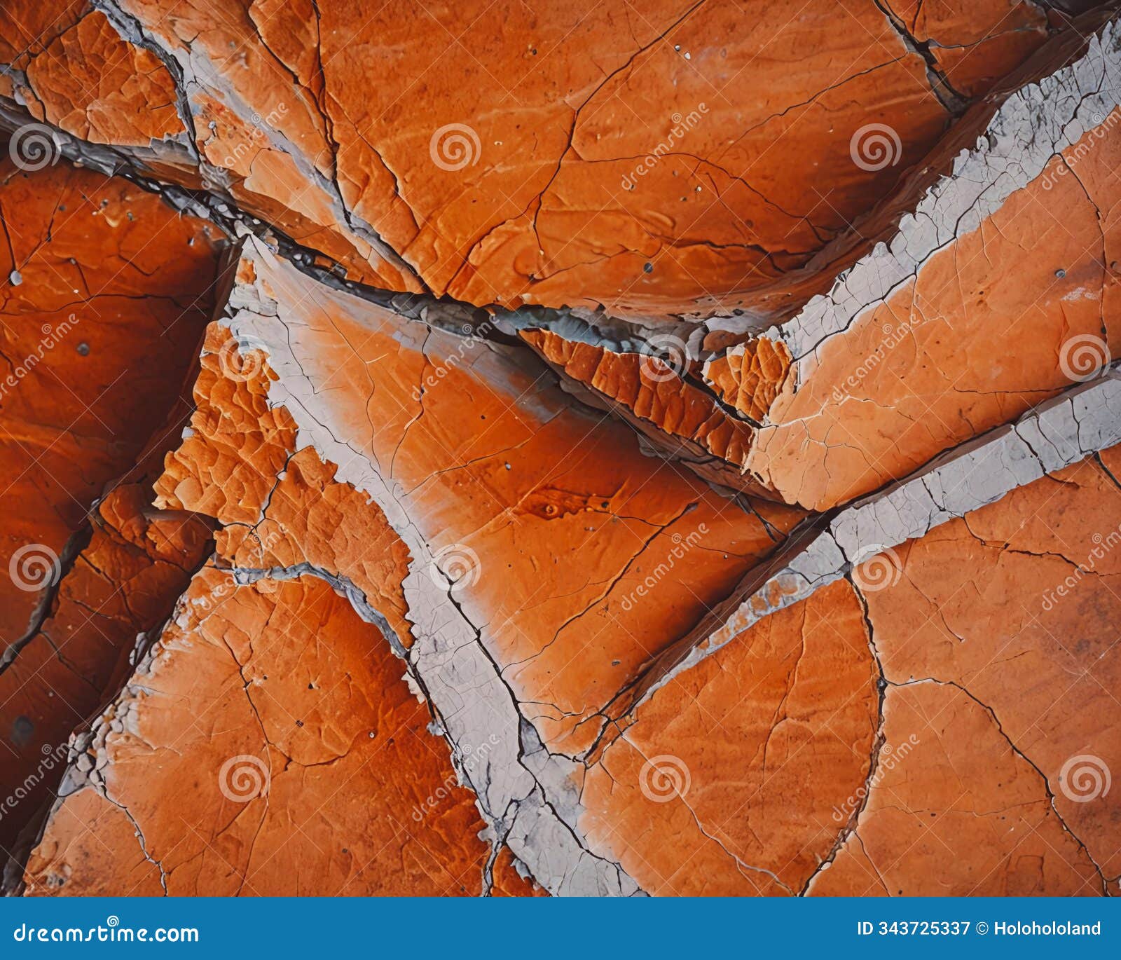 Close Up of the Rough Orange Stone Wall Surface with Cracked Ivory ...