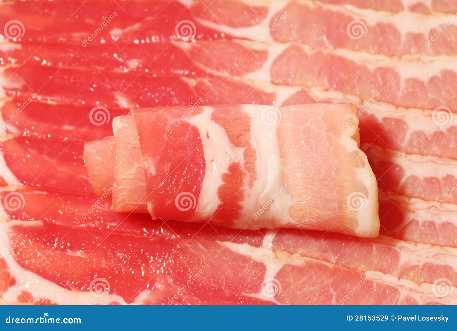 Close Up of Row of Chunks of Smoked Red Appetizing Meat Stock Image ...