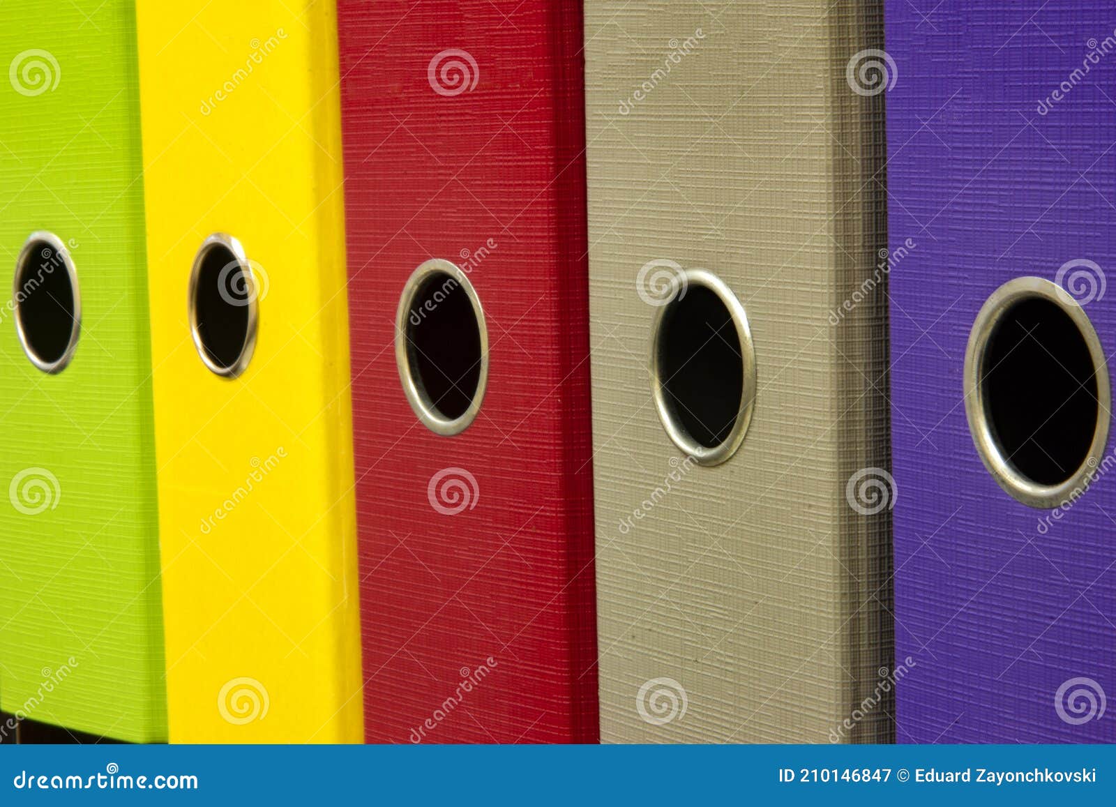 Close Up of Row Different Color Binders Stock Image - Image of green ...