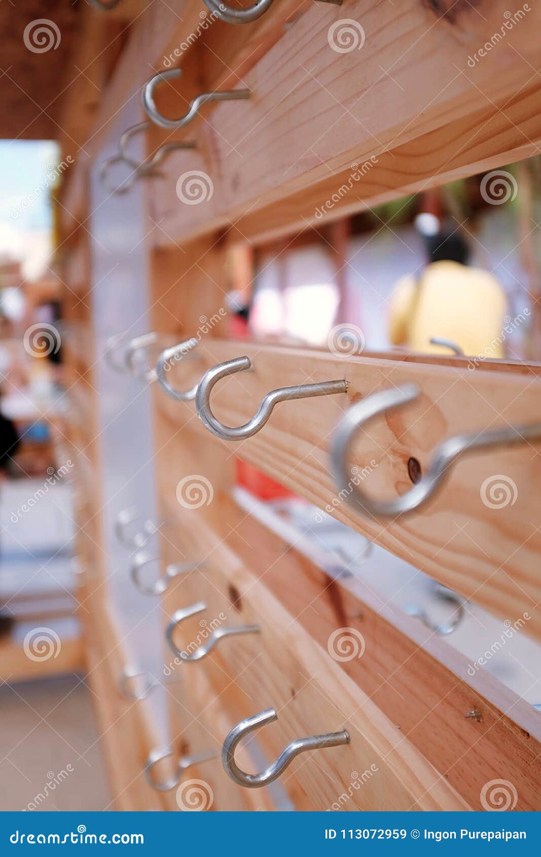 Close Up Row of Empty Hooks, a Series of Hooks, for Hanging Items Stock ...
