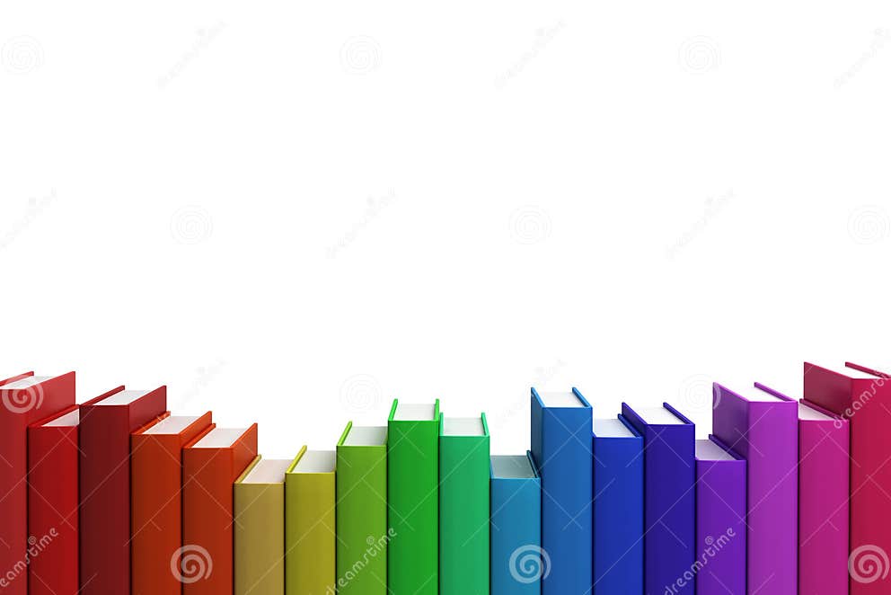 Close Up Row Stack of Colorful Books Stock Illustration - Illustration ...