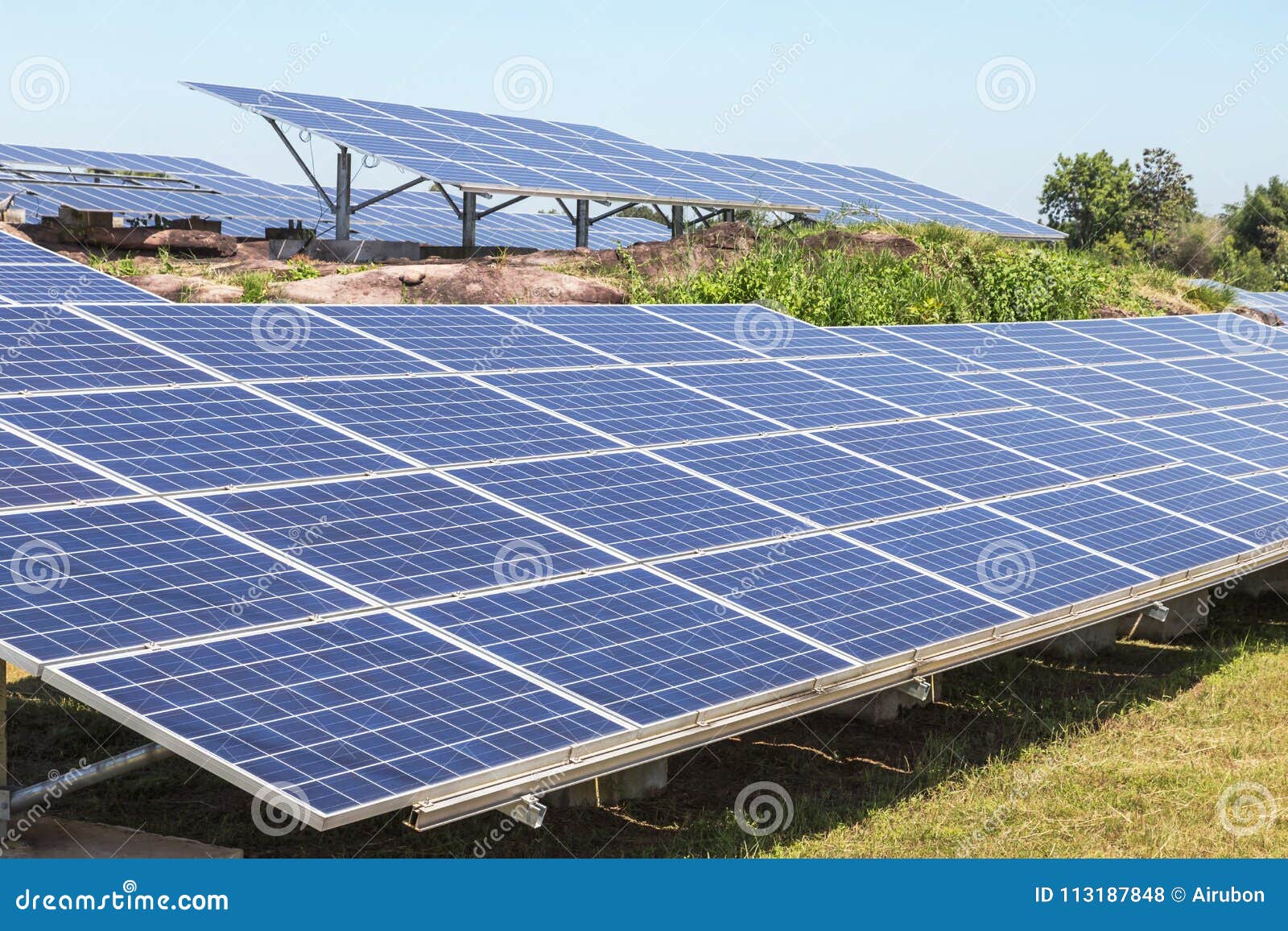 Close Up Rows Array of Polycrystalline Silicon Solar Cells or ...