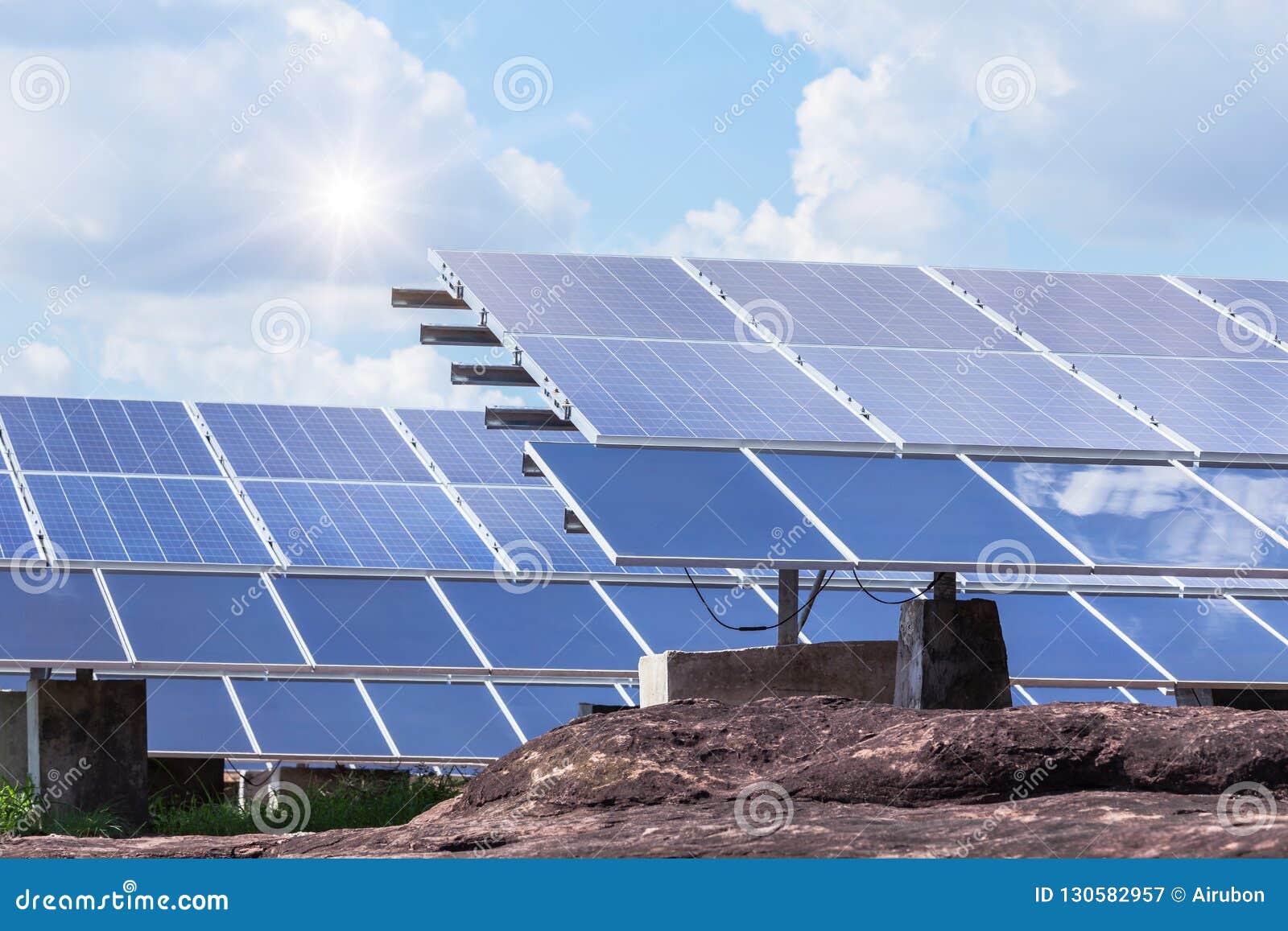 Close Up Rows Array of Solar Cells or Photovoltaics in Solar Power ...