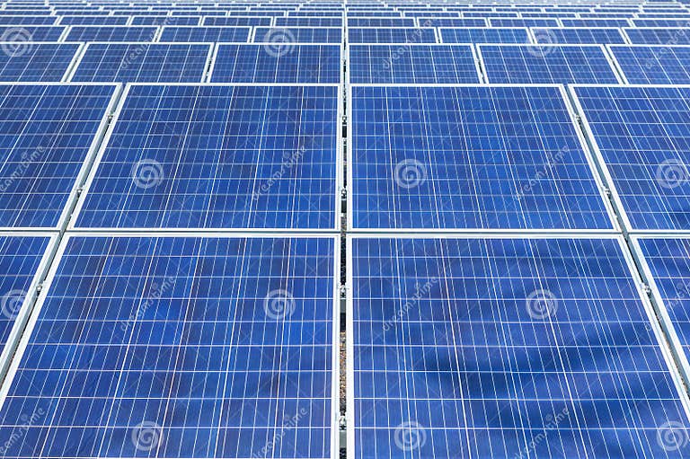 Close Up Rows Array of Solar Cells or Photovoltaics in Solar Power ...